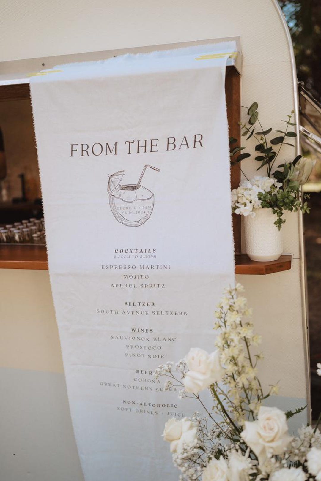 Custom Linen Bar Menu Banner | Wedding Signature Drink Sign - Etsy
