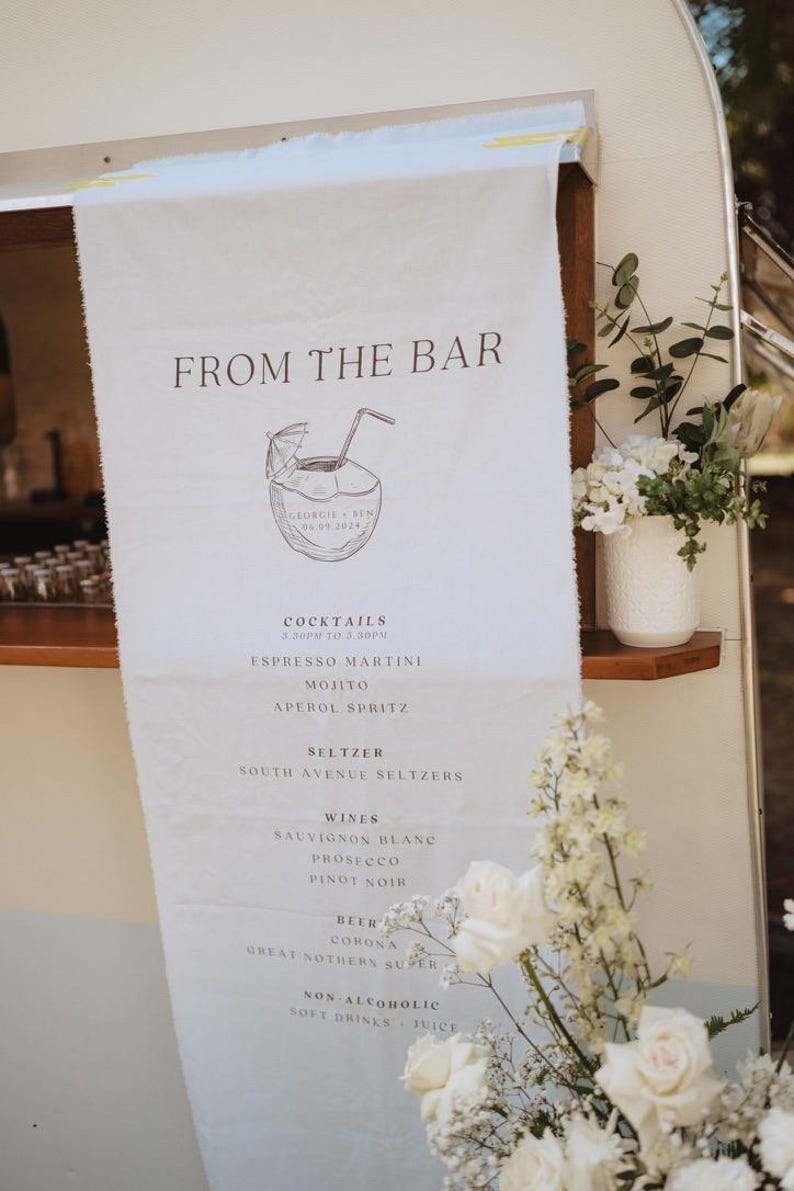 Custom Linen Bar Menu Banner | Wedding Signature Drink Sign - Etsy ...