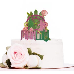 Personalized WICKED Cake Topper- Elphaba and Glinda in the Emerald City ...
