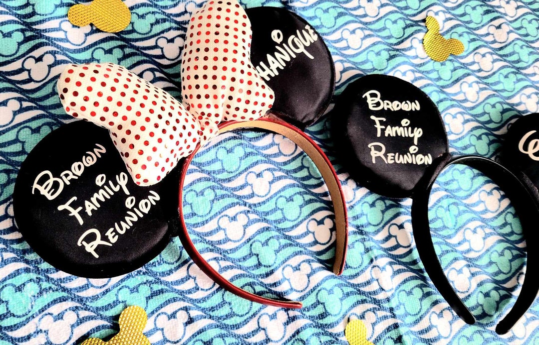 Personalized Mickey Mouse Ears/minnie Mouse Ears With PLUSH Bow - Etsy
