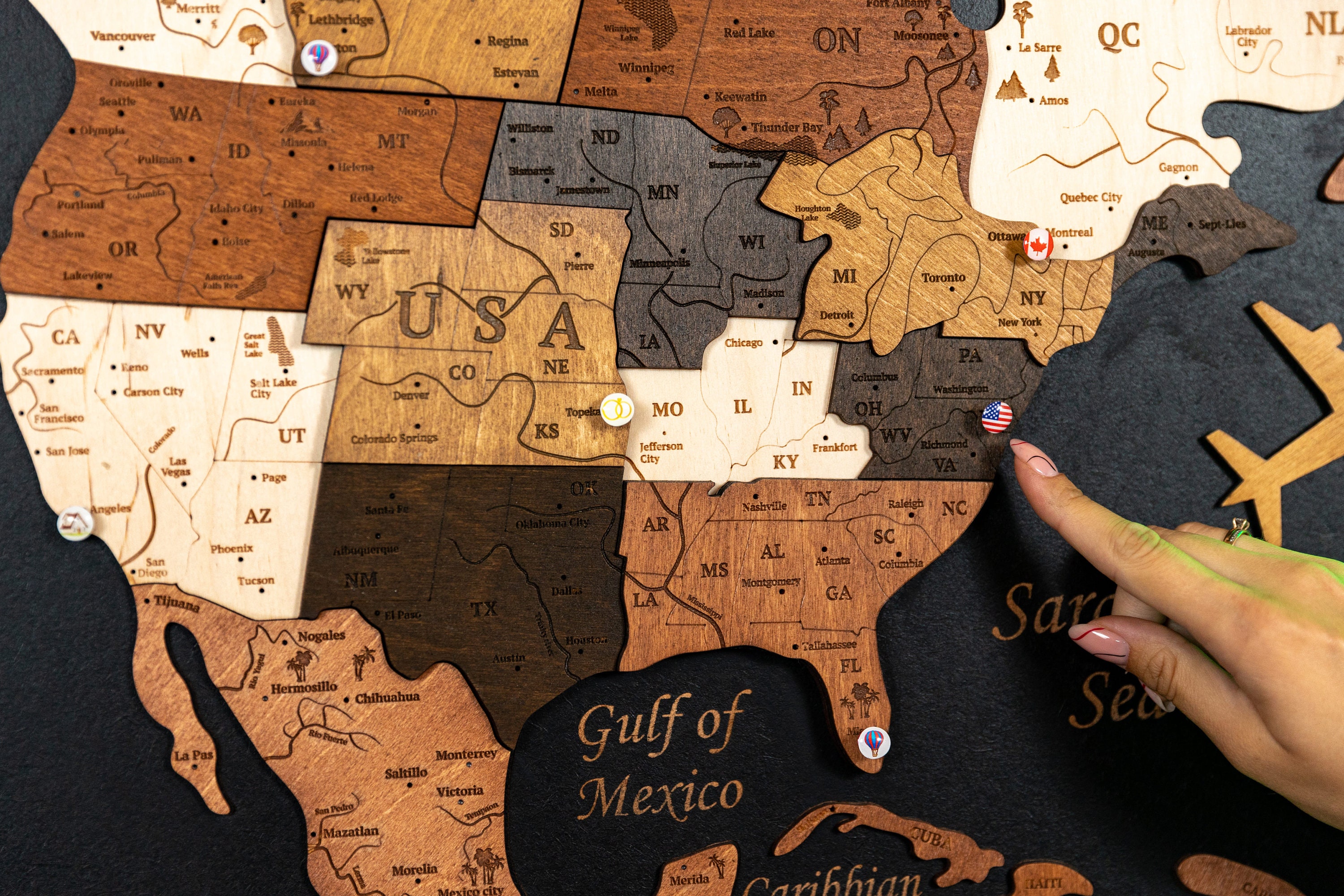 World Map Push Pin Wall Art World Map Board Wooden World Map - Etsy ...