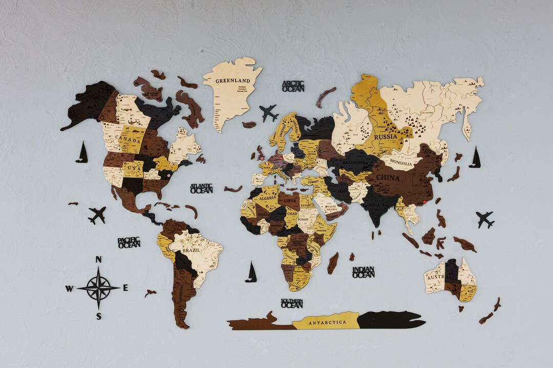 3D Wood Map, Push Pin Map, Travel Map, Office Decor, Black Friday, 5th ...