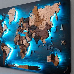3D Wood World Map Push Pin, Travel Map Home Decor, Canvas World Map ...