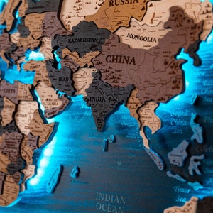 Levitating Wooden World Map, Map of the World, Led World Map, Wall ...