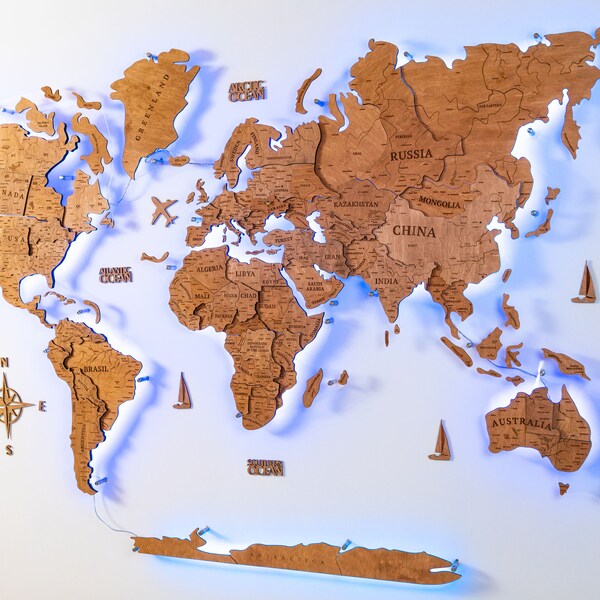 Rustic World Map - Etsy