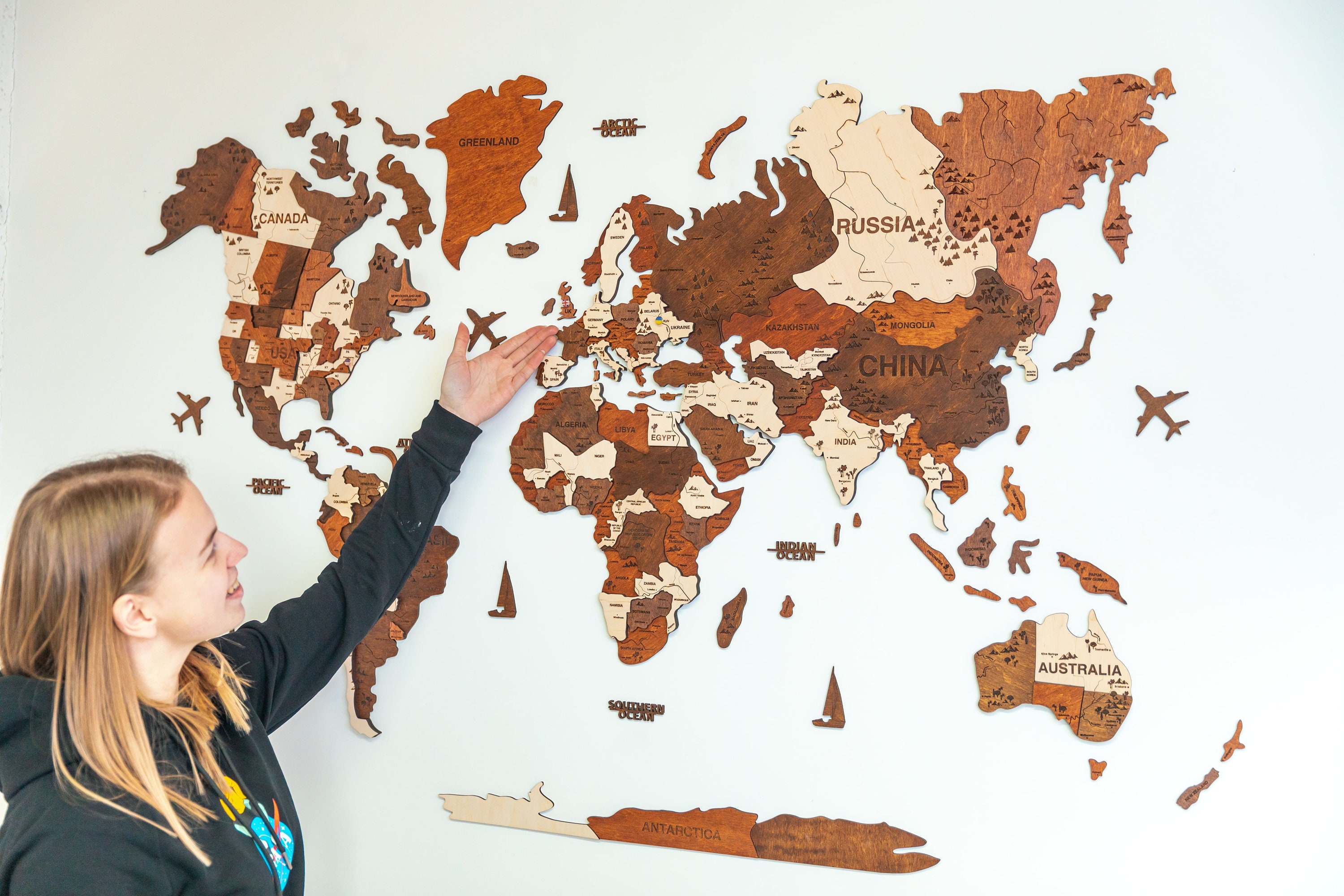 Wooden World Map | Etsy