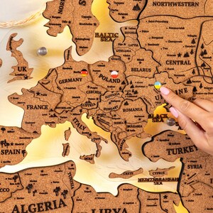 Cork World Map, Wall Map World Push Pin, Wood Cork Map Personalized ...
