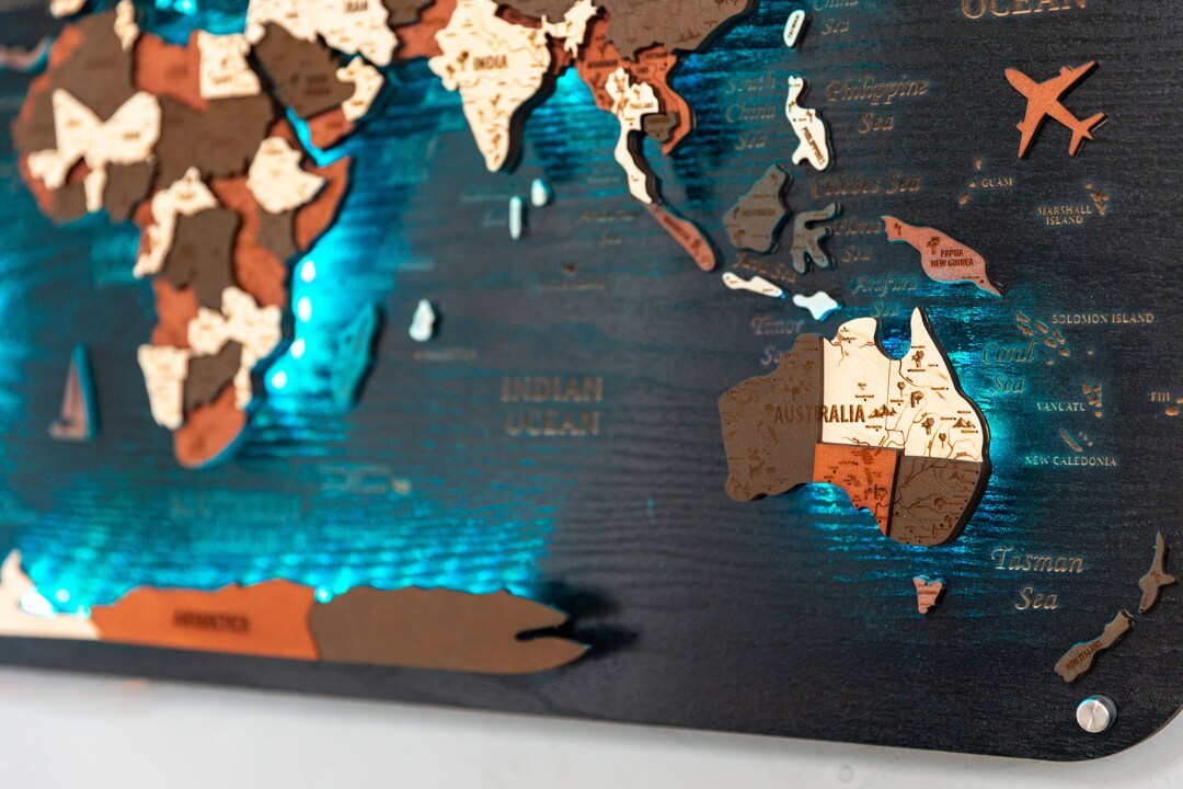 3d Wood World Map, Cork World Map Wall Art, Wooden World Map Push Pin ...