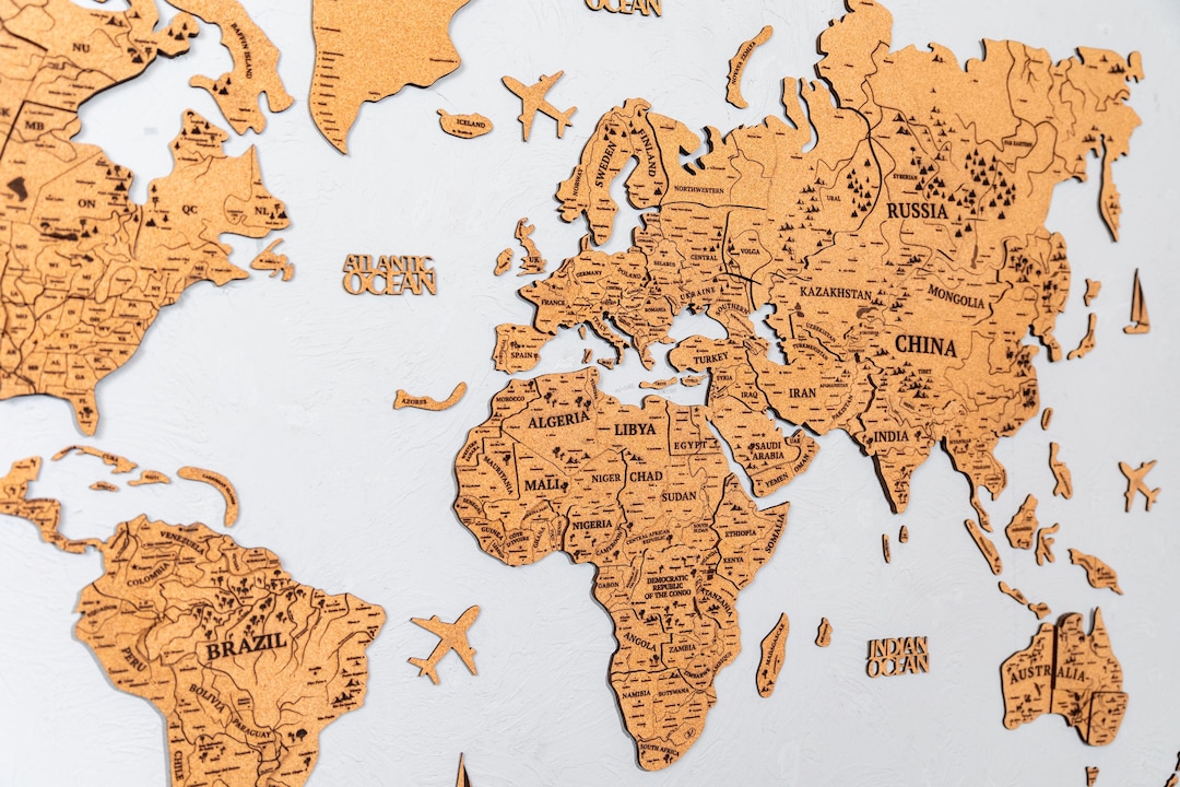 Cork World Map Wall Art - Etsy