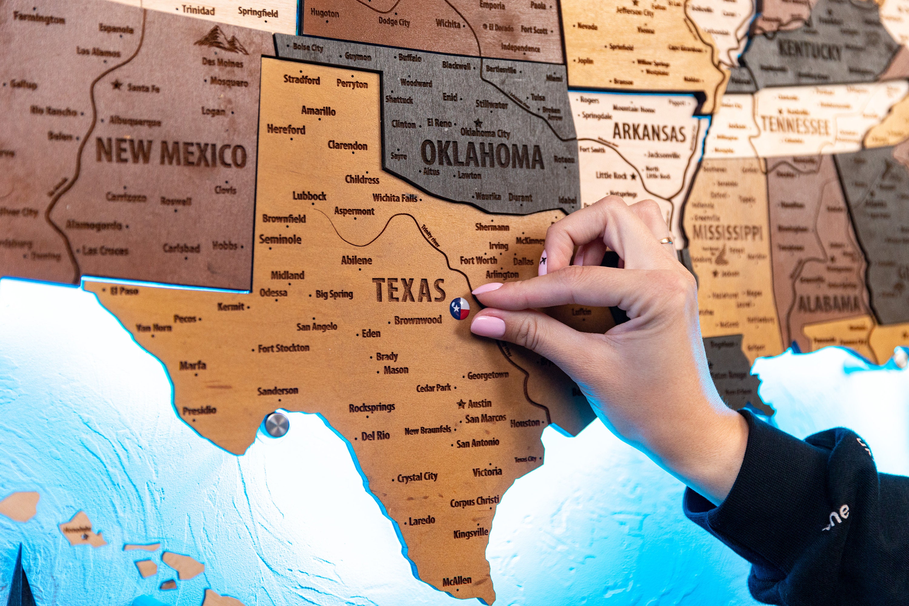 Push Pin Travel Map USA Wooden Map Map of the United States - Etsy ...