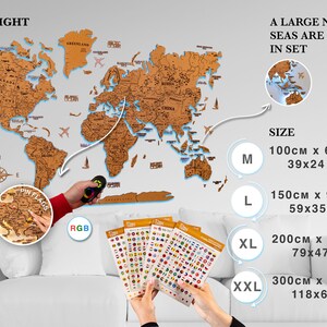 Cork World Map Wall Map World Push Pin Wood Cork Map - Etsy