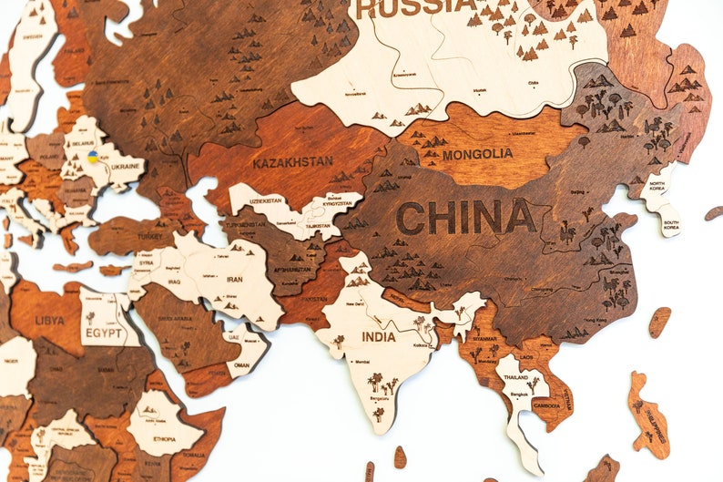 3D Wooden World Map Wall Art World Map the Wood Wall Decor - Etsy
