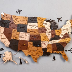 Push Pin USA Wooden Travel Map: LED Backlit Wall Decor - Etsy