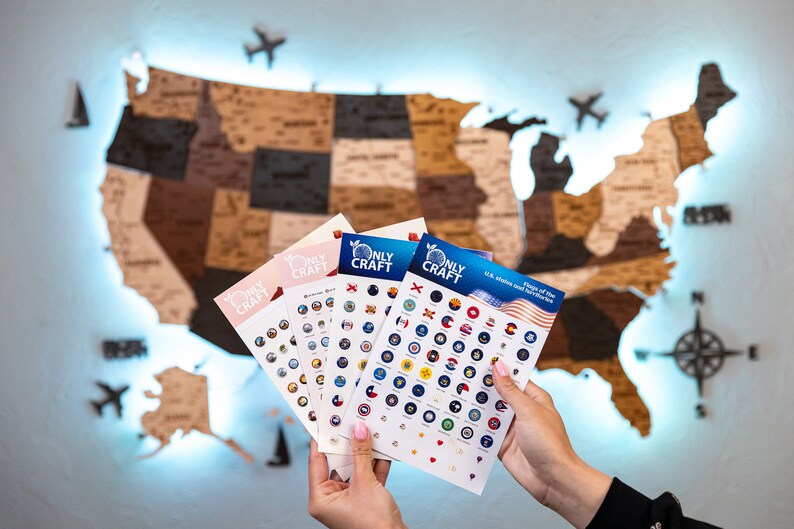 Push Pin USA Wooden Travel Map: LED Backlit Wall Decor - Etsy