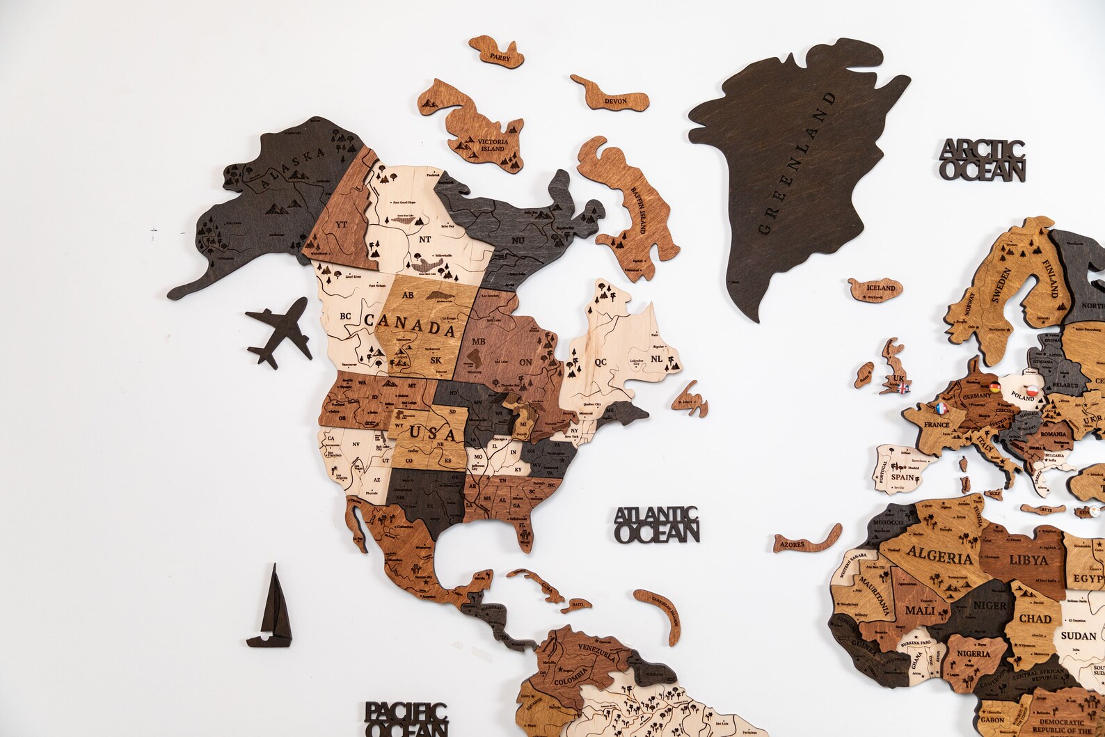World Map Wooden World Map Wood World Map Room Decor - Etsy