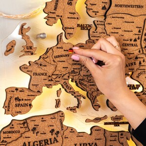 Cork Map Push Pin Travel Map, World Map Wall Art, Map of the World ...