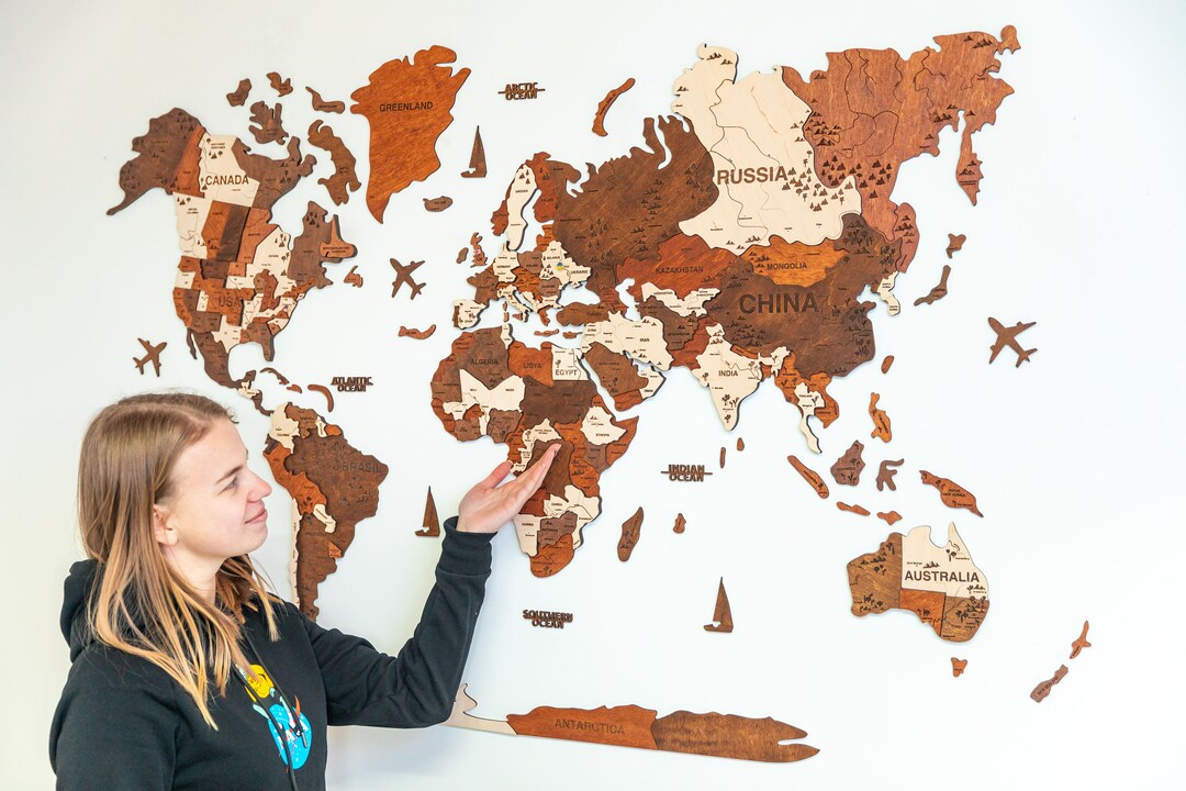 Wooden World Map - Etsy