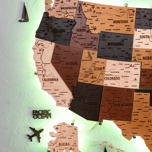 Push Pin USA Wooden Travel Map: LED Backlit Wall Decor - Etsy