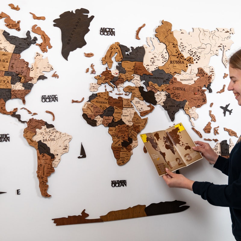 Rustic World Map - Etsy