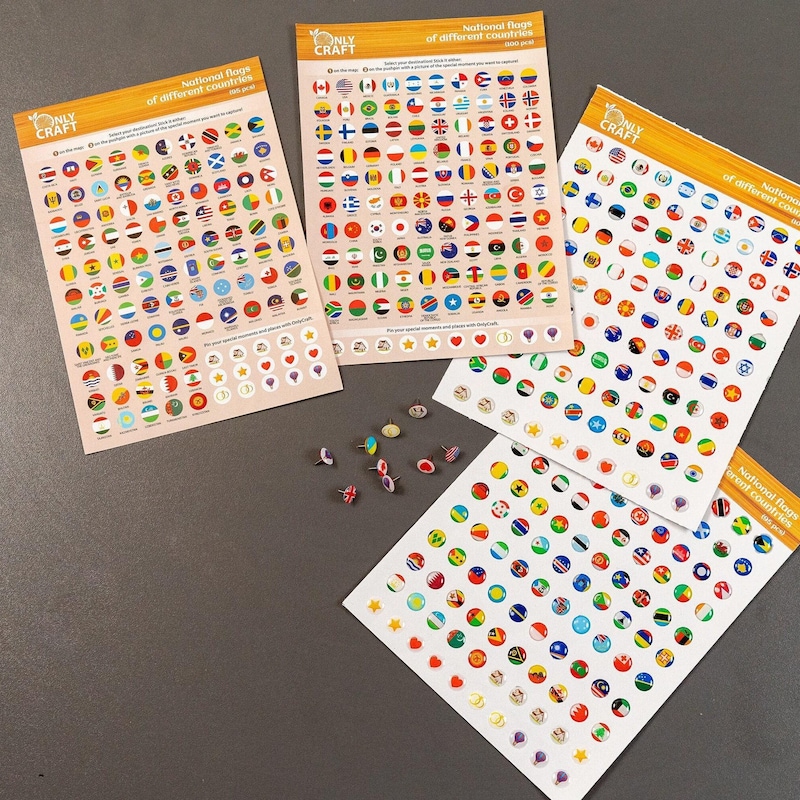 Flag Push Pins World - Etsy