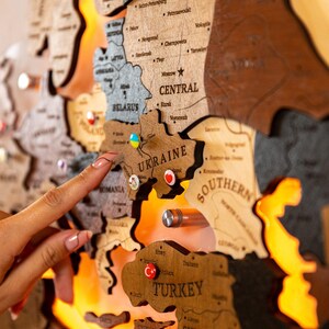 3D Wooden World Travel Map, Home Housewarming Gift, Colorful Travel Map ...