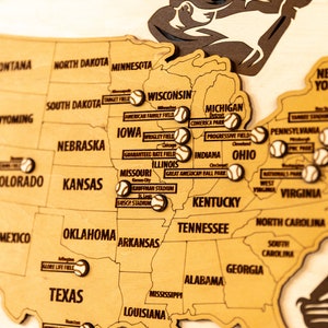 Wooden Baseball Stadium Tracker Map, US Baseball Fan Map, Sports Travel ...