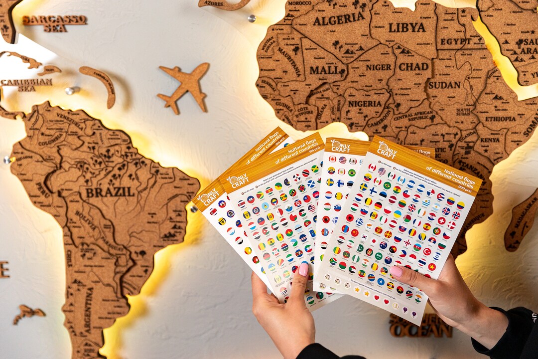 Cork Map Push Pin Travel Map, World Map Wall Art, Map of the World ...