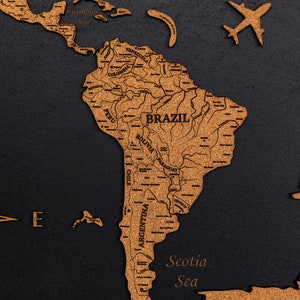 Cork World Map Wall Map World Push Pin Wood Cork Map - Etsy