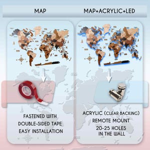 3D Wooden World Travel Map, Home Housewarming Gift, Colorful Travel Map ...