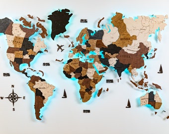 World Map Backlight - Etsy