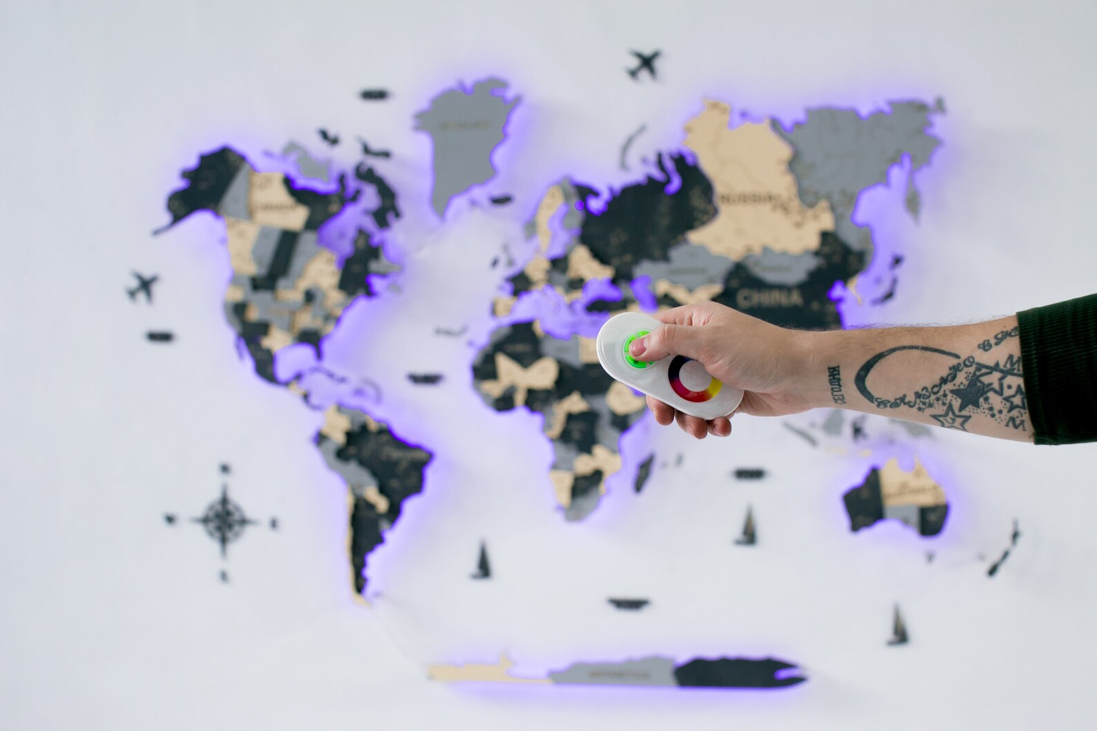 Wood World Map Led Wall Art Large Wall Decor Weltkarte Holz - Etsy