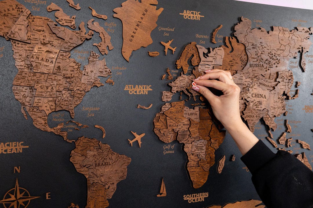 Wooden World Map Wall Art: LED Backlight Travel Decor - Etsy UK