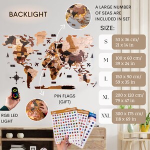 Cork World Map, Wall Map World Push Pin, Wood Cork Map Personalized ...