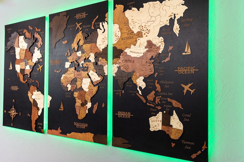 World Map Push Pin Wall Art World Map Board Wooden World Map - Etsy