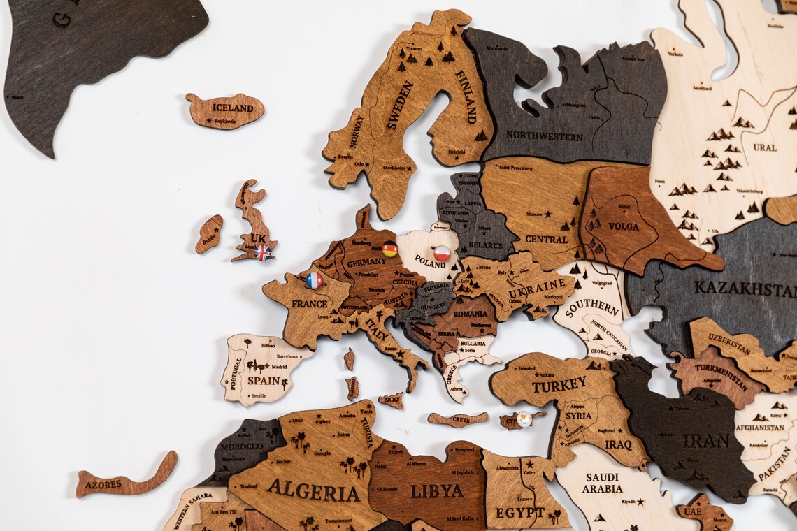 World Map Wooden World Map Wood World Map Room Decor - Etsy