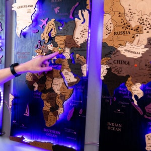 Levitating Wooden World Map, Map of the World, Led World Map, Wall ...