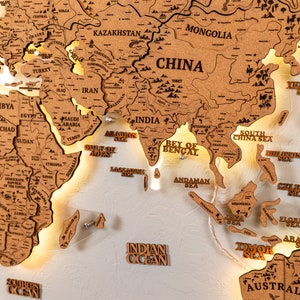 Cork Map Push Pin Travel Map, World Map Wall Art, Map of the World ...