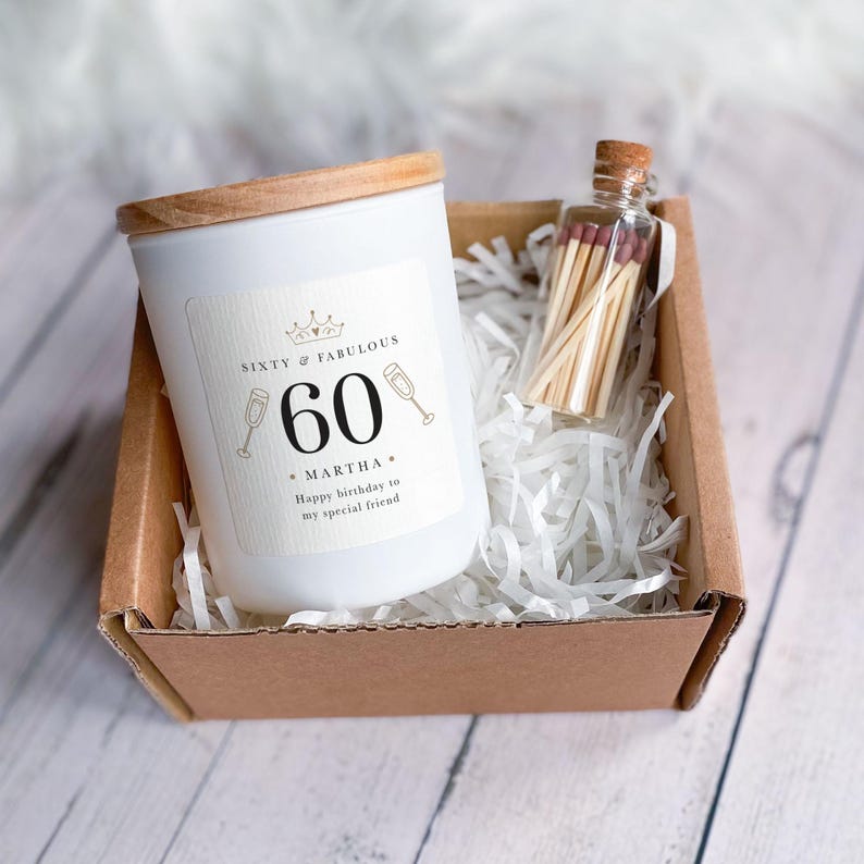 60th Birthday Candle Gift Personalised Candle for Her Gift for Friend ...