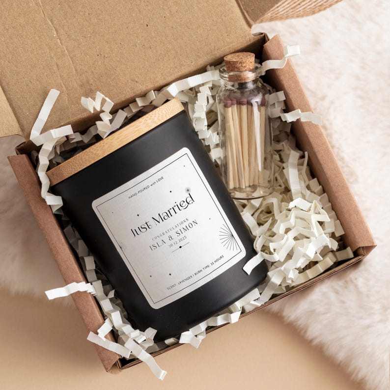 Wedding Candle Gift for Couple Just Married Keepsake With Names and ...