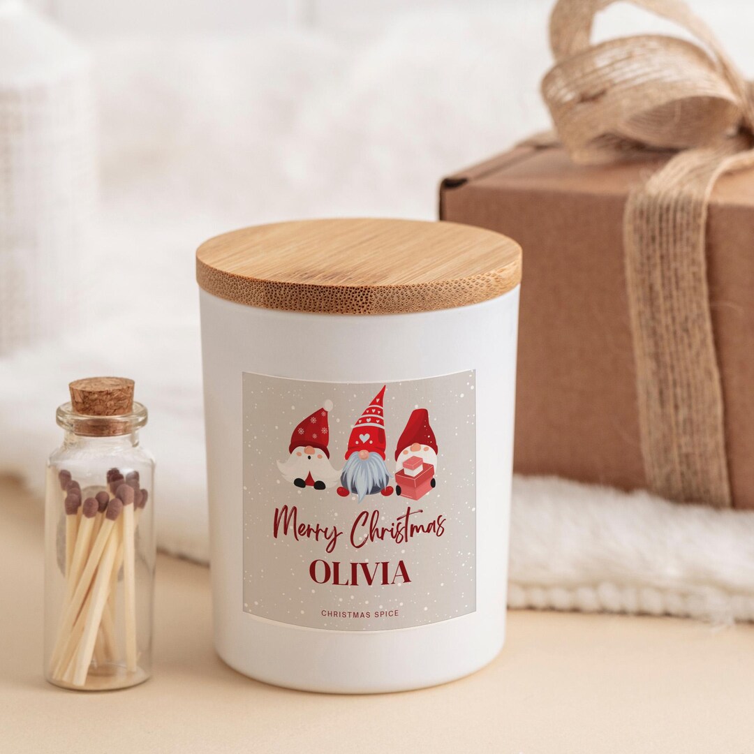 Personalised Cute Christmas Candle Gift – Gonk Design – Festive Holiday ...
