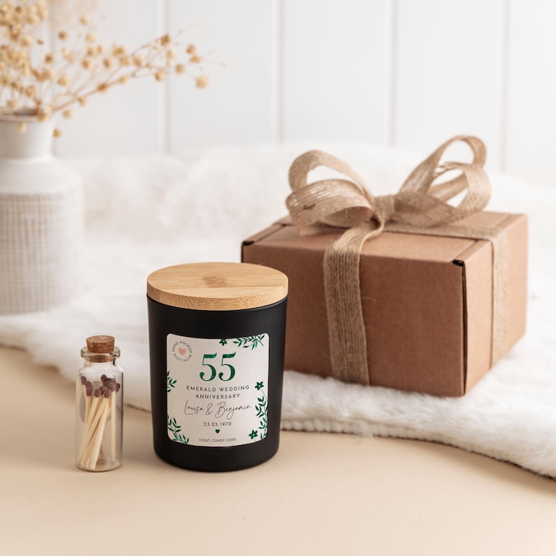 55th Emerald Wedding Anniversary Gift Scented Candle 55 Years Marriage ...