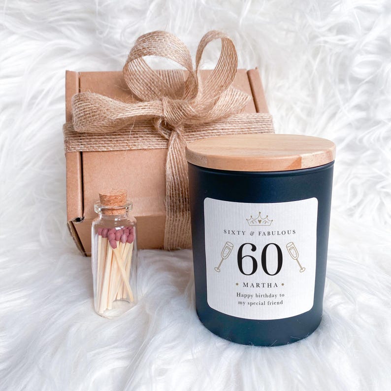 60th Birthday Candle Gift Personalised Candle for Her Gift for Friend ...