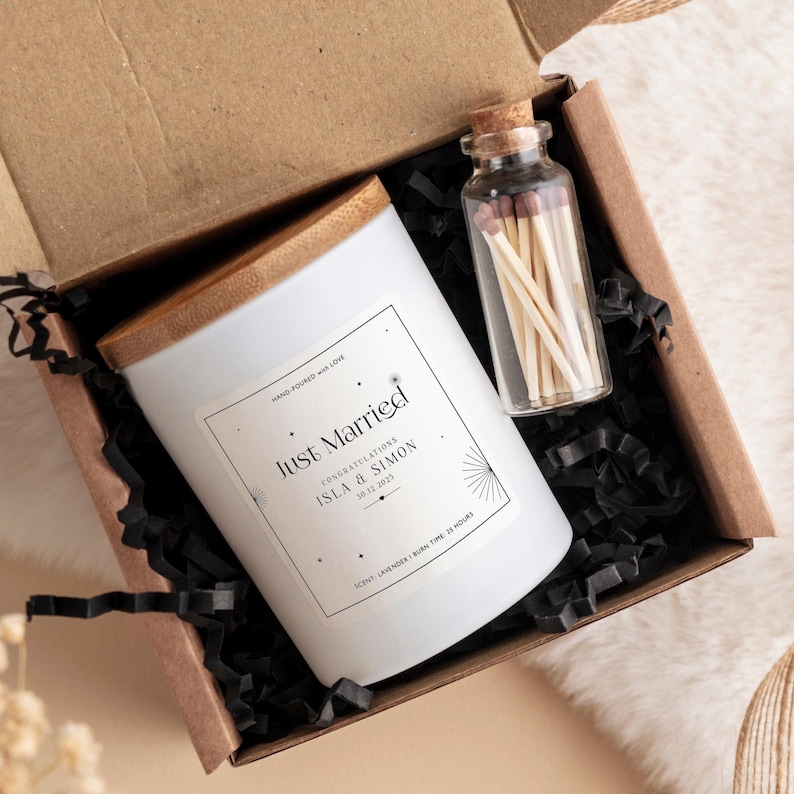 Wedding Candle Gift for Couple Just Married Keepsake With Names and ...