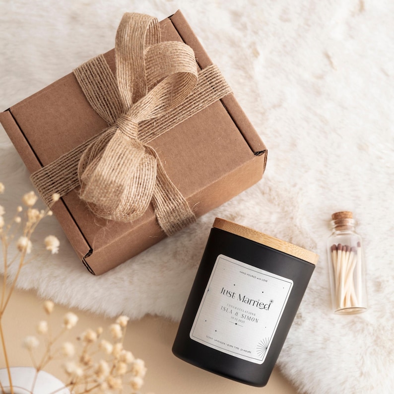 Wedding Candle Gift for Couple Just Married Keepsake With Names and ...