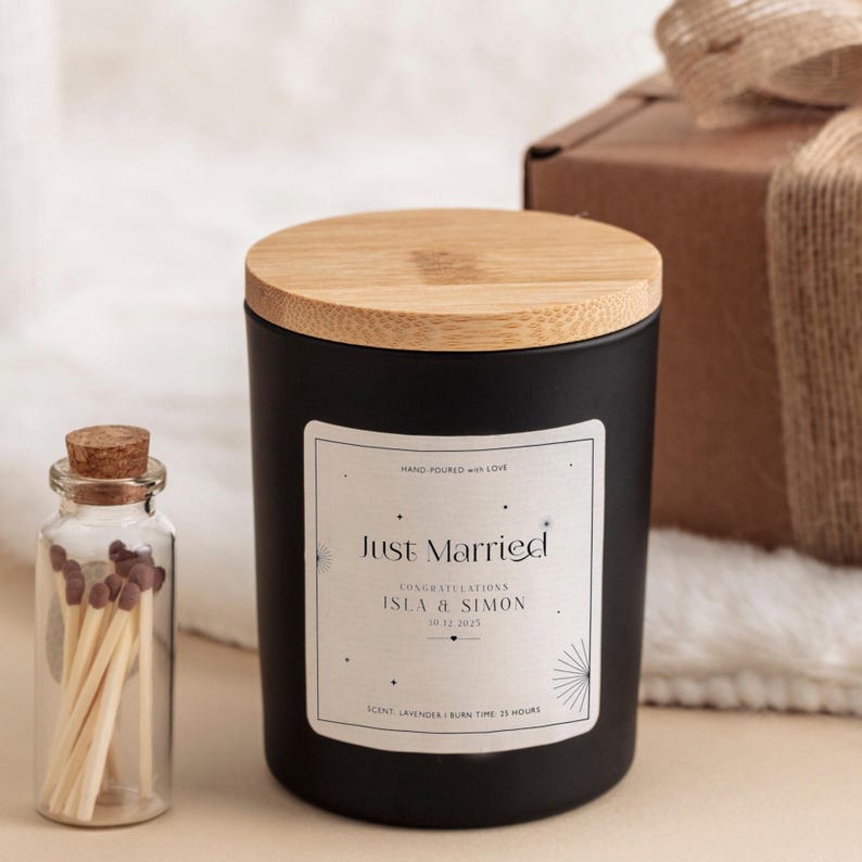 Wedding Candle Gift for Couple Just Married Keepsake With Names and ...