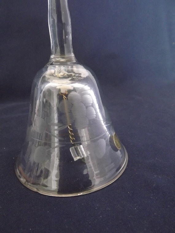 Vintage Clear Glass Bell With Etched Flower Pattern - Etsy