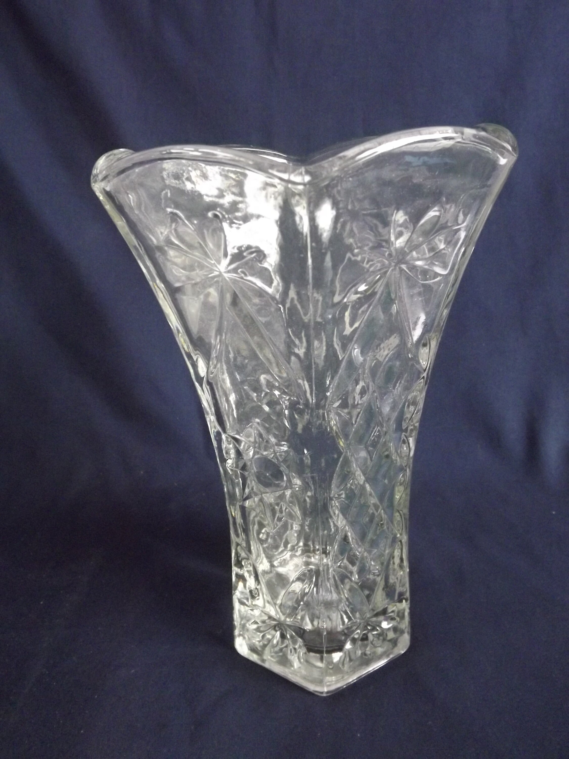 Vintage Anchor Hocking Clear Glass Vase With Flower Diamond - Etsy