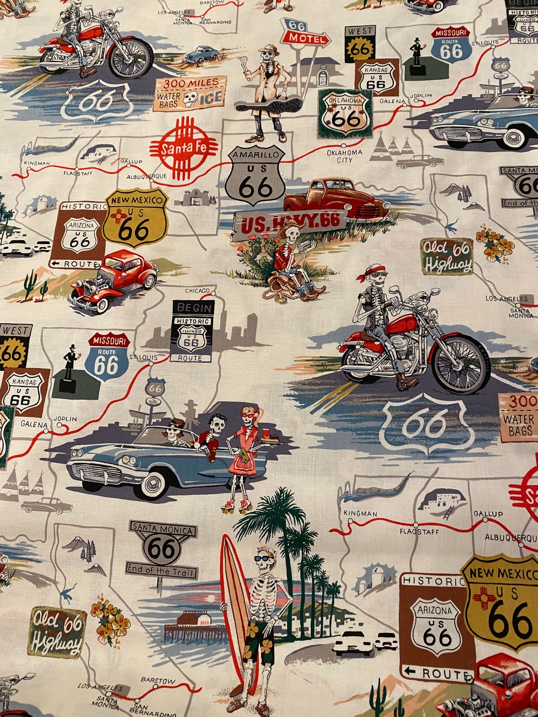 Alexander Henry Memories of Route 66 tea Dye is 100% Cotton Fabric by a ...