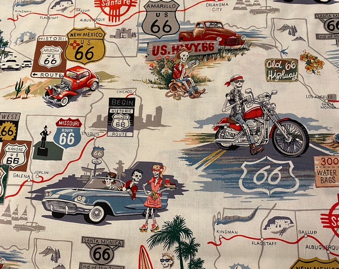 Alexander Henry Memories of Route 66 tea Dye is 100% Cotton Fabric by a ...