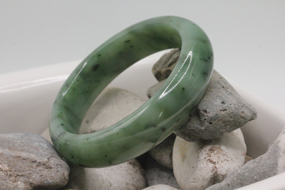 Rare Vintage Siberian Nephrite Jade Bracelet Light Apple Green With ...